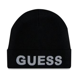 Guess Homme, Accessoires, Noir, Taille: L Bonnet en Laine avec Logo - Noir
