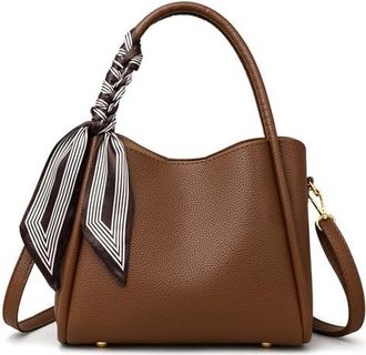 Generic Sac fourre-tout en ruban PU, sac &agrave; bandouli&egrave;re d&eacute;contract&eacute;, couleur unie, grande capacit&eacute;, cadeau pour femme, marron, 240.00x200.00x135.00mm