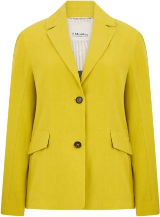 Max Mara Femme, Vestes, Jaune, Taille: 38 FR Blazer en lin &agrave; simple boutonnage