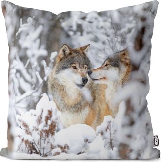 Void Watches Wolf Winter Wildtier Schnee Kissenbezug Kissenhülle Polyester Weihnachten Deko Winter Outdoor Dekoration, Kissen Größe:40 x 40 cm