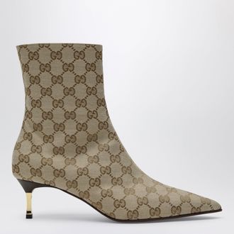 Gucci Bombshell Stiefelette aus GG-Stoff sand/dunkelbraun