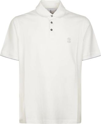 Brunello Cucinelli Homme, Tops, Blanc, Taille: 2XL Polo Piqu&eacute;