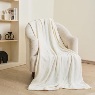 Paco Home Kuschelige Waffeldecke Flauschige Wohndecke Sofadecke Decke Fleecedecke Warm Bett Couch Weich Überwurfdecke, Farbe:Beige, Größe:200x240cm