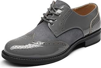 Dream Pairs Oxfords pour Femmes Derby Richelieu en Simili Cuir Vernis Chaussures Lacets,Size 40,Gris/Foncé,SDOX2201W-E