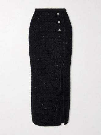 Alessandra Rich Jupe Midi En Mailles &Agrave; Ornements - Noir