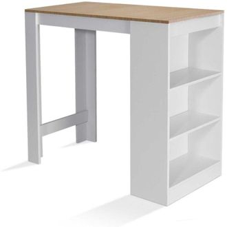 IDMarket Bartisch BARTH 2 bis 4 Personen wei&szlig;es Holz Buchenholzplatte