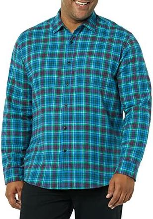 Amazon Essentials Chemise en Flanelle à Manches Longues (Grandes Tailles Disponibles) Homme, Bleu Bordeaux Vert Écossais, XXL