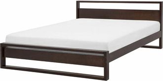 Beliani Holzbett Dunkelbraun 160 x 200 cm Kiefernholz Mit Lattenrost Modern Minimalistisch