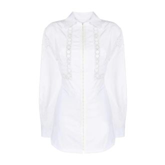 Marine Serre Leinen-Schneiderkleid - - Blouses & Shirts - Damen - Wei&szlig; - XS