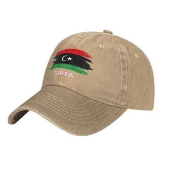 Generic Casquette De Baseball Drapeau Libyen, Jeans Libyens Classique Pare-Soleil Casquette Vintage Anti-Soleil Cap pour Homme Voyage P&ecirc;che