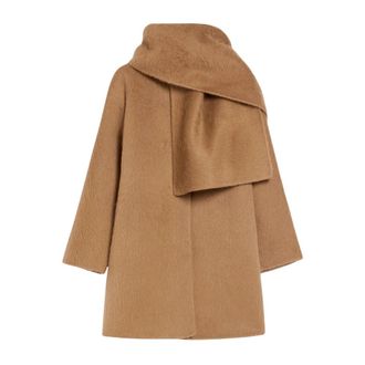Max Mara Alpaka- und Wollmantel mit Schal - - Coats - Damen - Braun - M