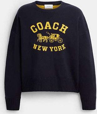 Coach Double-Face-Pullover mit Rundhalsausschnitt f&uuml;r M&auml;nner in Blau, Gr&ouml;&szlig;e 2X-Klein | Wolle
