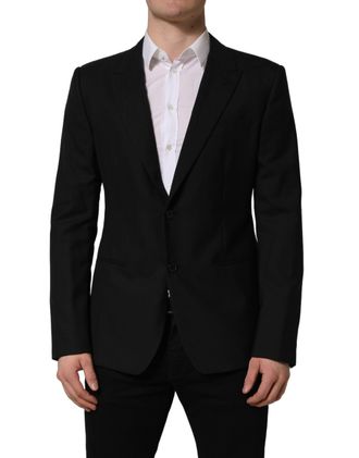 Dolce & Gabbana Mens Black Wool Single Breasted Blazer Jacket Vigin Clothing