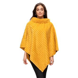 Glamexx24 Damen Poncho Eleganter Cape Winterfell-Poncho mit Rundhalsausschnitt, dicker Umhang aus warmem Strickfell