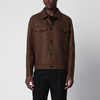 Harris Wharf London Braune Overshirt-Jacke aus Wolle