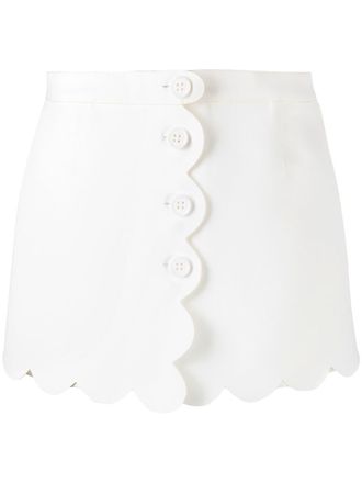 Red Valentino short superpos&eacute; &agrave; bords festonn&eacute;s - Blanc