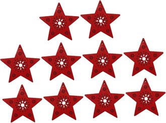 Garneck 20 St&uuml;cke Rot Holz Hohl Stern Ornamente Seile Dekorationen F&uuml;r Weihnachten Veranda Baum