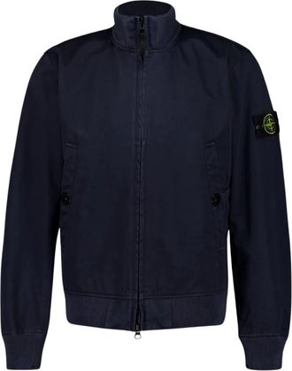 Stone Island Homme, Vestes, Bleu, Taille: L Bomber en Coton Bleu Marine