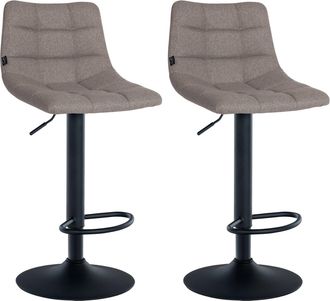 Clp 2er Set Barhocker Jerry Stoff I Höhenverstellbarer Barstuhl I 360° Drehstuhl Mit Rückenlehne I Hocker Mit Fußablage, Farbe:grau, Gestell Farbe:schwarz