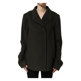 Dolce & Gabbana Dolce & Gabbana Dunkelgr&uuml;ner Zweireihiger Peacoat Jacke - - Coats - Damen - Gr&uuml;n - L