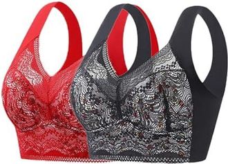 Generic Bustier pour femme - Bretelles r&eacute;glables - Couverture compl&egrave;te - Soutien-gorge confortable sans armatures - Soutien-gorge sans armatures, Bordeaux, 3X