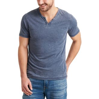 Lucky Brand Herren Venice Burnout Notch Neck Tee T Shirt, American Navy, S EU