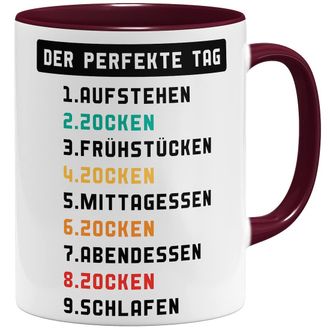OM3 Zocker Gamer Tasse Video Gaming Perfekter Tag Gamingtasse | Keramik Becher | 11oz 325ml | Beidseitig Bedruckt | Bordeaux