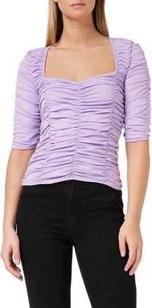 NA-KD Damen Gathered Jersey Top Hemd, violett, XL