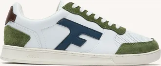 Faguo Baskets en cuir blanc et kaki