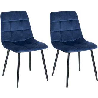 Clp Ensemble moderne de 2 chaises d&icirc;ner avec cadre noir et si&egrave;ge en velours diff&eacute;rentes couleurs colore : bleu