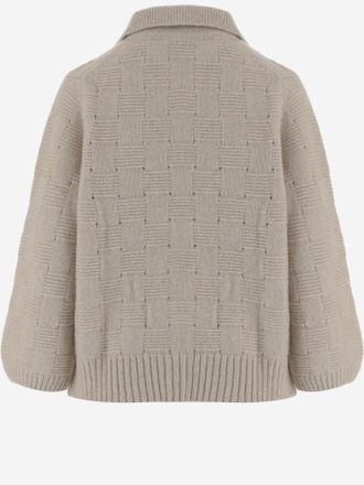 Allude Womens Cardigan Cashmere And Silk Beige Sweater
