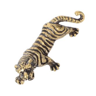 Cabilock Praktische Handgeschnitzte Messingstatue Tiger Figur Kleines Tier Skulptur F&uuml;r Heimtiger Schreibtisch Ornament Einzigartige Messing Tiger Kunst
