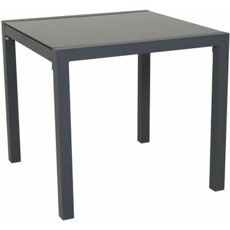 SVITA Gartentisch aus Aluminium mit Glasplatte Balkon-Tisch Gartenm&ouml;bel Grau - Svita