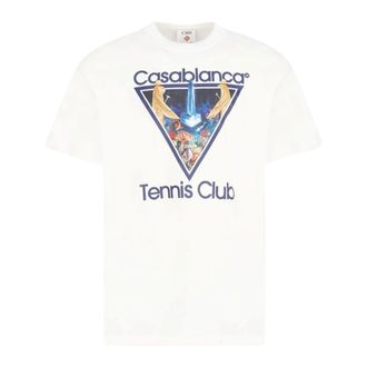 Casablanca Logo Print Rundhals-T-Shirt - - Tops - Herren - Wei&szlig; - M