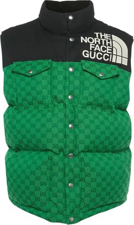 Gucci x The North Face Weste mit GG an der Brust - Gr&uuml;n