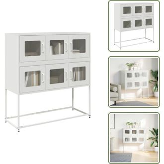 vidaXL Sideboard Wei&szlig; 100,5x39x107 cm Kaltgewalzter Stahl - Sideboard - Sideboards - Kommode - Anrichte