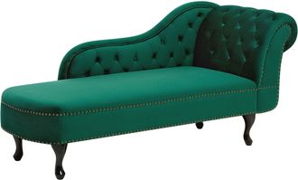 Beliani Retro Chaiselongue Samtstoff rechtsseitig grün Nimes