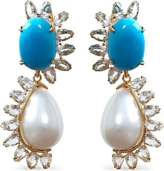 Bounkit boucles doreilles pendantes à perles et turquoise