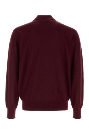 Dries Van Noten Mens Grape Wool Muano Sweater Wine Exterior: Merino T-Shirt T-shirts And Polos