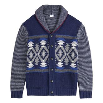 Fay Cardigan en laine jacquard - Homme - Pulls - Bleu - Taille: L