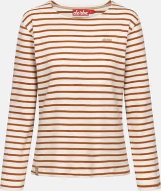 Derbe Derbe Streifenshirt Interstriped Damen Wei&szlig; Beige Langarm