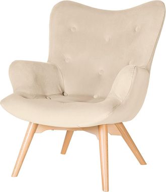 M&oslash;rteens home24 Sessel Beige Samt Vaia ohne Hocker Hellbraun 71 x 90 x 85cm