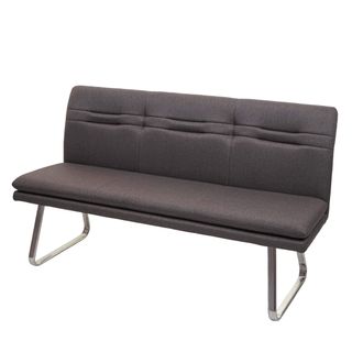 Mendler Sitzbank HWC-H70, Esszimmerbank Bank Polsterbank, R&uuml;ckenlehne Stoff/Textil Edelstahl geb&uuml;rstet - grau-braun 160cm