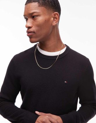 Tommy Hilfiger Pull basique structuré - Noir