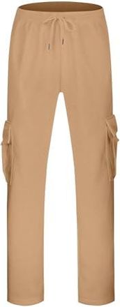 Generic Pantalon de jogging pour homme - Pantalon hip hop d&eacute;contract&eacute; - Couleur unie - Poignets &agrave; lacets - Avec poche, kaki, XXL