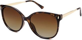 Sojos Lunettes de soleil r&eacute;tro rondes polaris&eacute;es pour femmes et hommes, grandes lunettes oversize cateye tendance vintage, protection UV400, SJ2391, marron,