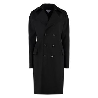 Bottega Veneta Zweireihiger Wollmantel - - Coats - Damen - Schwarzk - M