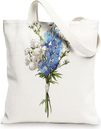 Generic Sacs fourre-tout en toile florale avec motif élégant bouquet de fleurs respectueux de lenvironnement, sacs de courses réutilisables, sacs à bandoulièr