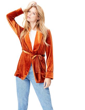 Find. Damen Jacke Two Tone Velvet 24856, Gr. X-Small, Orange (Orange)