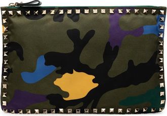 Valentino Garavani 2010 Nylon Rockstud Camouflage Zip clutch bag - Gr&uuml;n